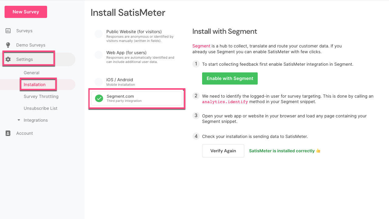 Segment integration – SatisMeter